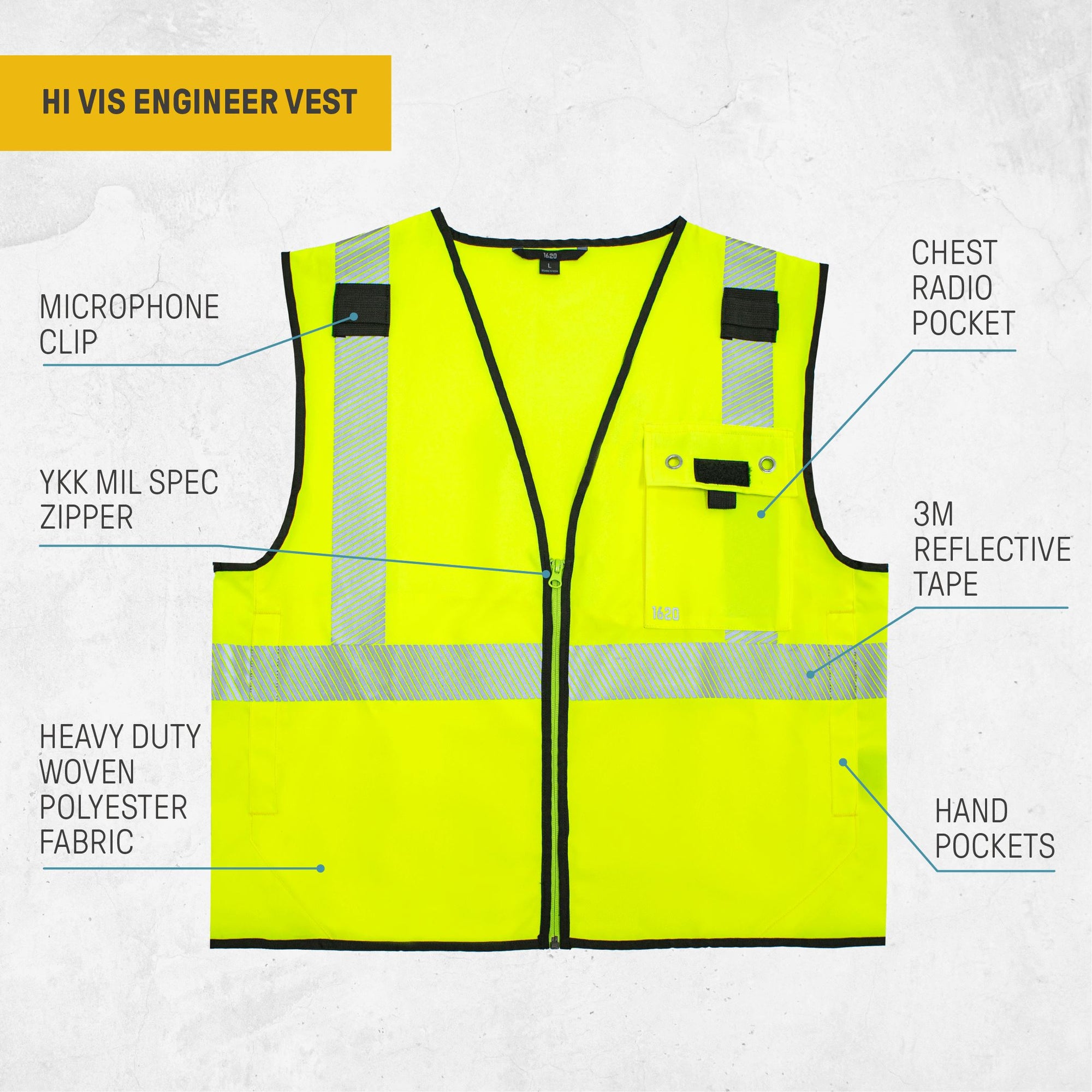 Hi Vis Engineer Vest - 1620 Workwear, Inc